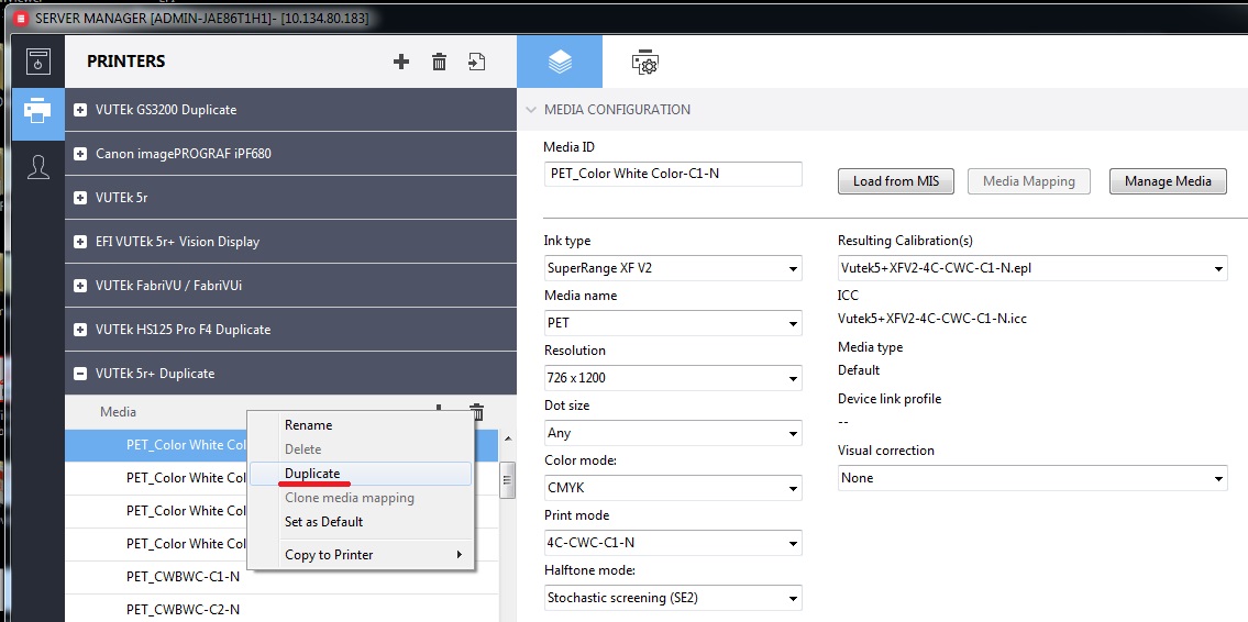 How to create a new Media in Fiery Command WorkStation Server Manager.