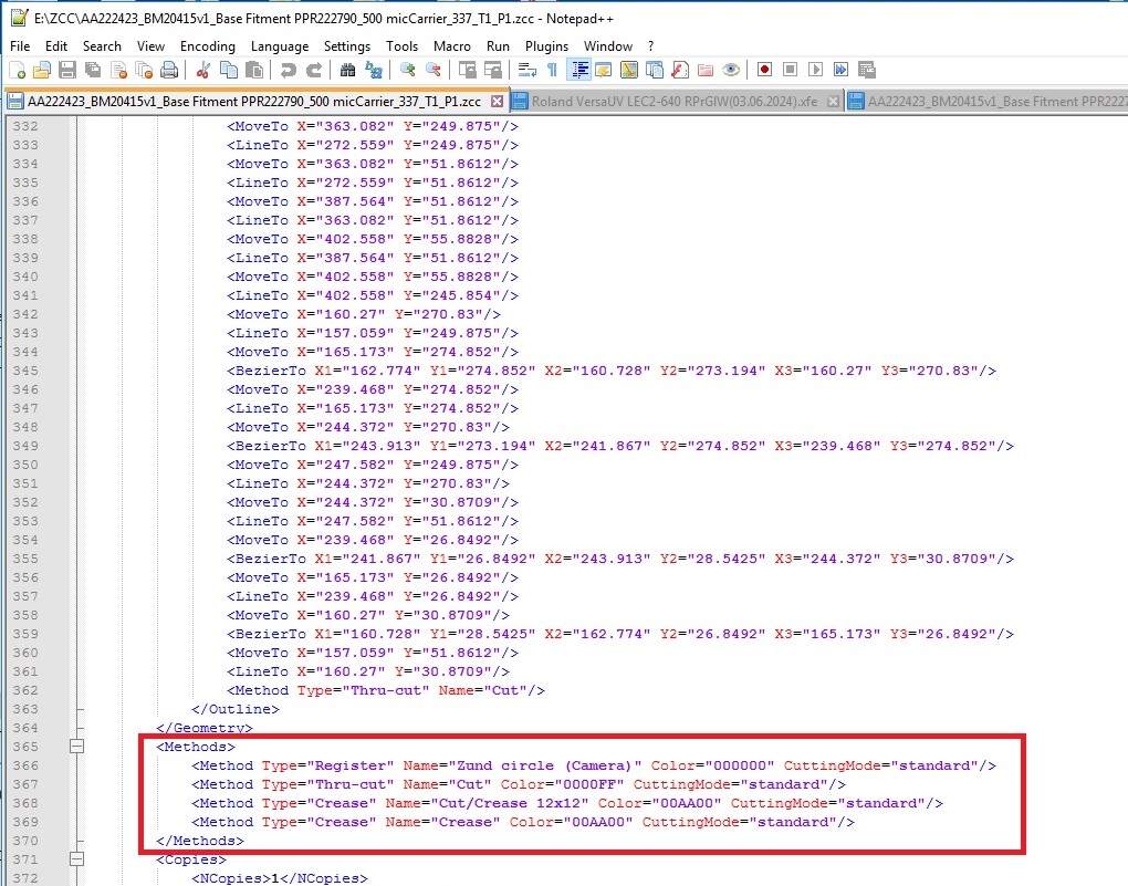 The order of the Zund Cut Methods is not correct when importing a .zcc ...