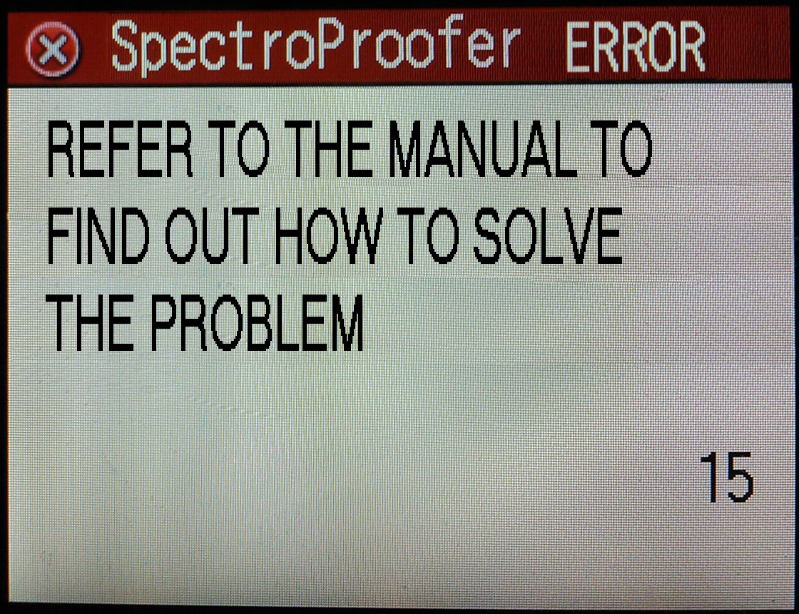 SpectroProofer ERROR 15