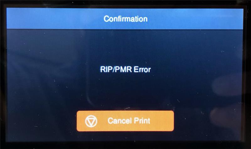 Error: "RIP/PMR Error" is displayed on EPSON printer panel