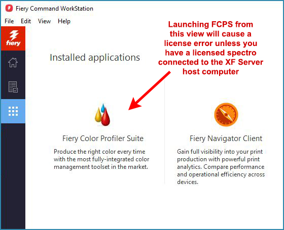 Why does Fiery Color Profiler Suite launch in DEMO mode in Fiery XF?
