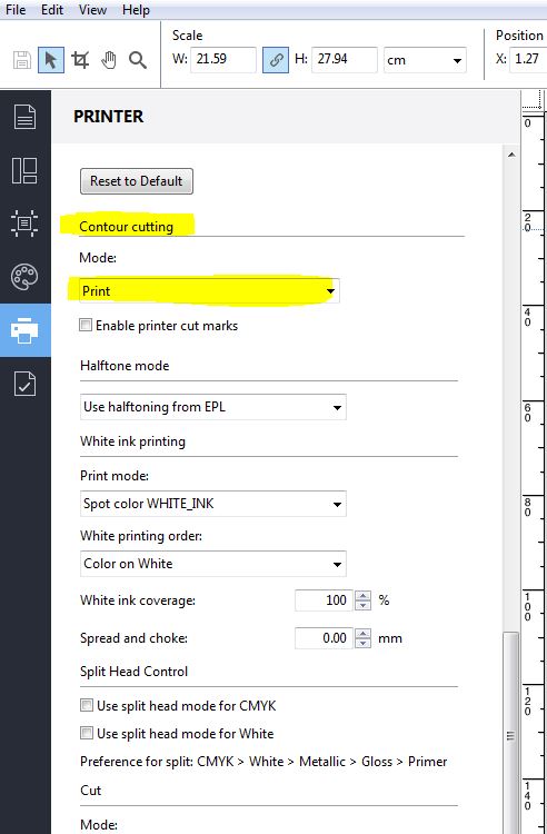 Where can I find the "Print", "Print and Cut" or "Cut only" setting for ...